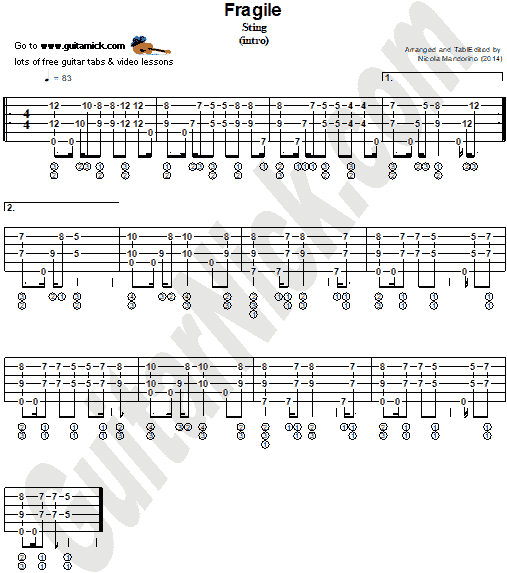 FRAGILE: Guitar Arpeggio - GuitarNick.com